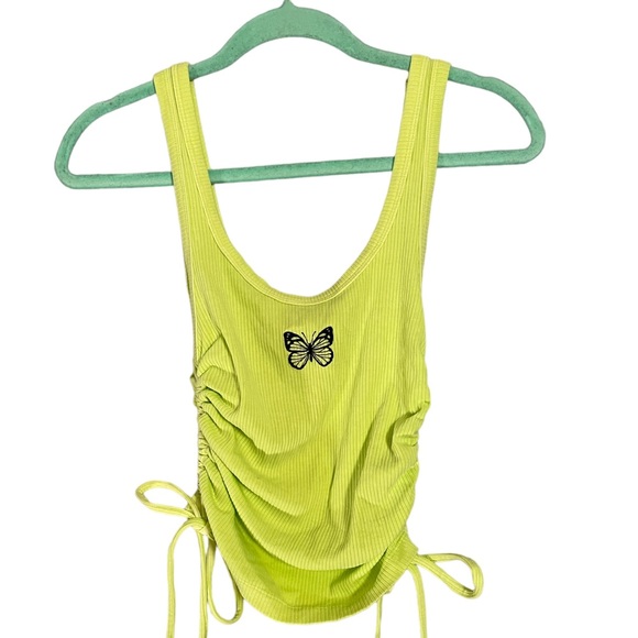 Tops | Neon Green Butterfly Tank Top | Poshmark